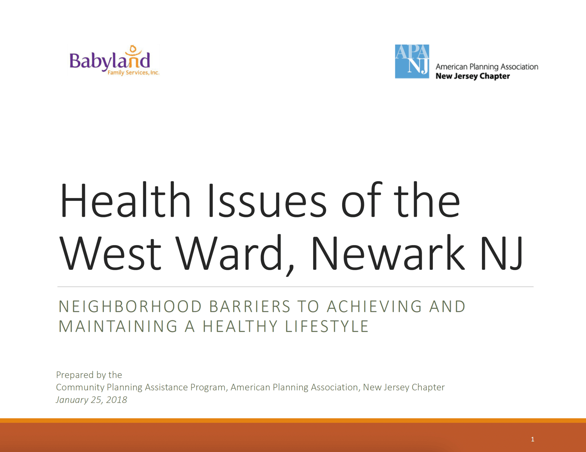 Health Issues of the West Ward, Newark NJ - American Planning ...